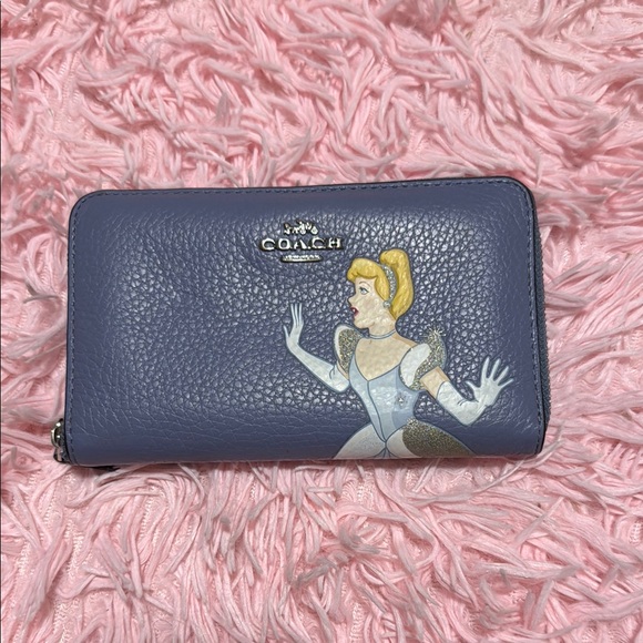 Coach | Bags | Coach X Disney Cinderella Wallet Euc Blue Pebble Leather ...